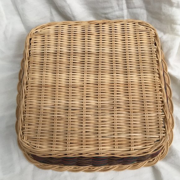 Vintage | Accents | Multicolored Square Wicker Basket | Poshmark